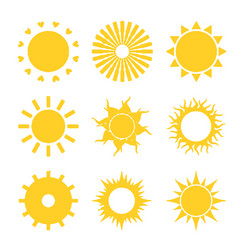 Sun shapes set isolated on white background Vector Image