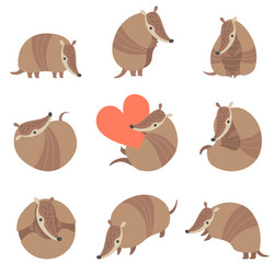 Cute armadillo playing with ball adorable Vector Image
