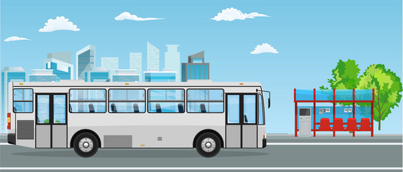 City bus and bus stop side front and back view Vector Image