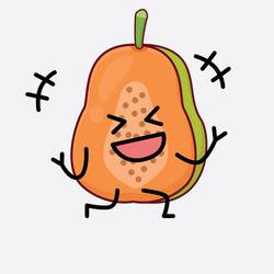 Papaya fruit cute character with simple face Vector Image
