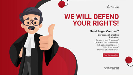 Attorney we will defend landscape banner design Vector Image