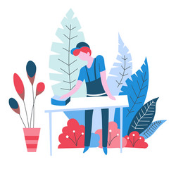 Cleaning service worker wiping table isolated Vector Image