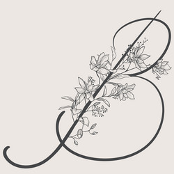 Hand drawn floral b monogram and logo Royalty Free Vector