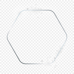 Silver glowing hexagon frame with sparkles Vector Image