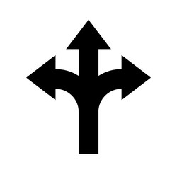 Two arrow double direction option way fork path Vector Image