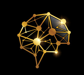 Golden human brain logo icon Royalty Free Vector Image