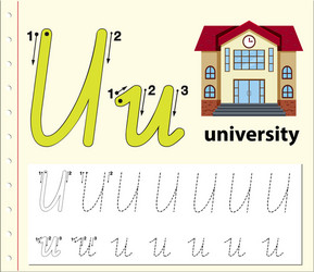 Alphabet Tracing Worksheet with Letter U Vector Images (over 120)