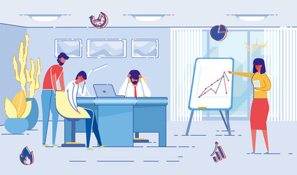 Boss pushing employees chief with megaphone Vector Image