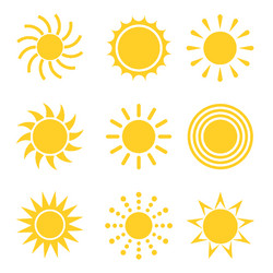 Sun shapes set isolated on white background Vector Image