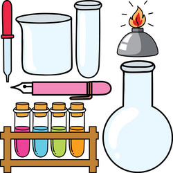 Colorful science objects and icons set Royalty Free Vector