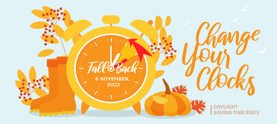 Daylight saving time ends 2022 fall back banner Vector Image