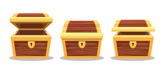 Chest animation empty treasure box open Royalty Free Vector