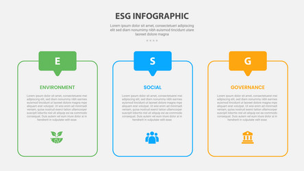 Esg infographic outline style with 3 point Vector Image