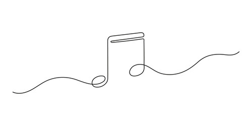 One continuous line art drawing music note Vector Image