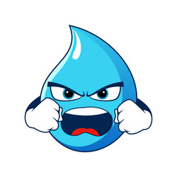 Crying water drop mascot character Royalty Free Vector Image