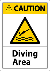 Caution diving area hazard sign on white Vector Image