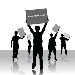 Silhouette of man holding protest sign Royalty Free Vector