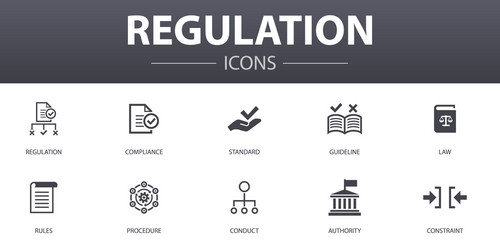 Regulation infographics linear icons collection Vector Image