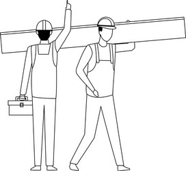 Construction worker avatar in black and white Vector Image
