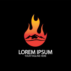 Mountain fire logo fire simple Royalty Free Vector Image