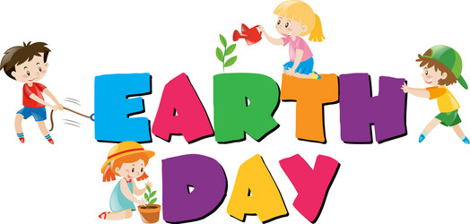 Earth day theme with kids planting trees Vector Image