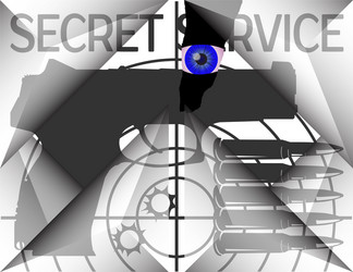 Black and white secret service ammo target gun Vector Image
