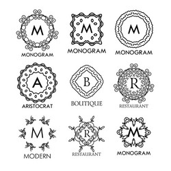Luxury monograms logos templates objects Vector Image