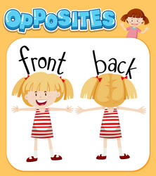 Opposite words for front and back Royalty Free Vector Image