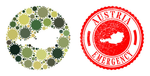 Lockdown watermark stamp and covid19 virus mosaic Vector Image