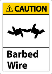 Caution sign barbed wire on white background Vector Image