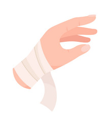 First aid bandaged hand Royalty Free Vector Image