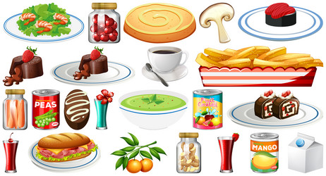 Different foods cartoon collection Royalty Free Vector Image