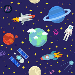 Planets in outer space cartoon flat seamless Vector Image