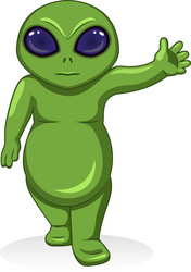 Cute green alien cartoon Royalty Free Vector Image