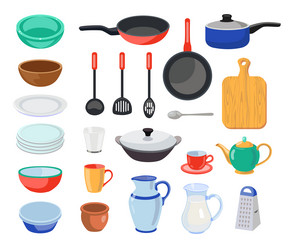 Kitchenware set kitchen utensils tools Royalty Free Vector