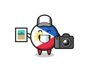 Philippines flag badge mascot character Royalty Free Vector