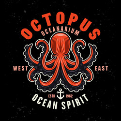 Octopus emblem logo badge label Royalty Free Vector Image