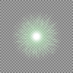Shining star on transparent background green color