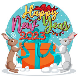 Merry christmas and happy new year cartoon rabbit Vector Image