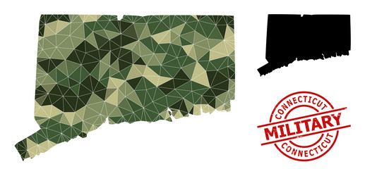 Triangle mosaic map connecticut state Royalty Free Vector