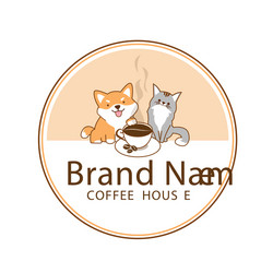 Cat dog coffee cafe logo design Royalty Free Vector Image