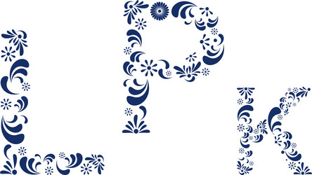 Puebla mexican talavera alphabet letters set Vector Image