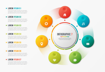 Circle chart template with 7 options Royalty Free Vector