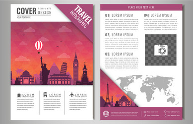 Travel brochure design with famous landmarks Vector Image