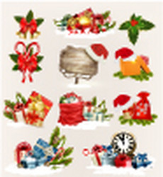 Big collection of christmas icons and design Vector Image