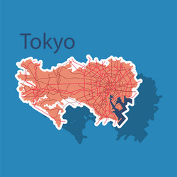 Japan tokyo - top view map showing streets design Vector Image