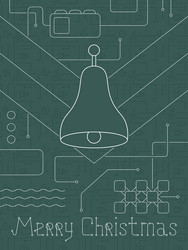 Merry christmas techno line art background Vector Image