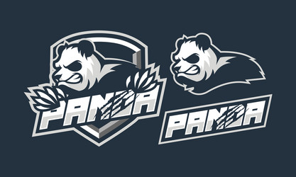 Panda shield logo design Royalty Free Vector Image