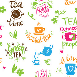 Tea time - black and white hand lettering Vector Image