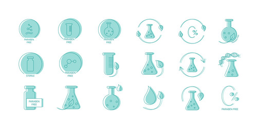 Paraben free icon symbol set editable stroke Vector Image